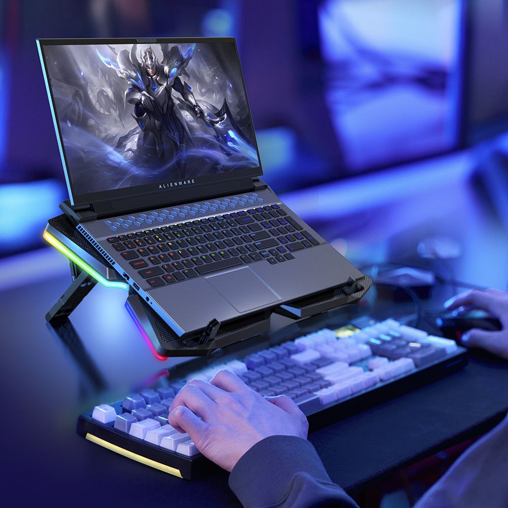 Offgridtec Laptop cooler ventilated Laptop stand with USB port k25 pro Blue